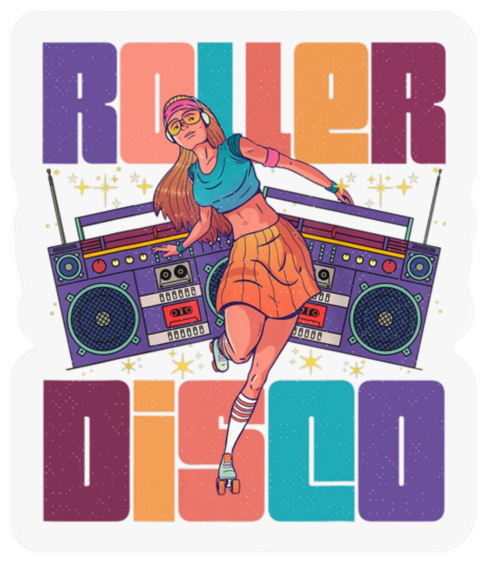 Disco Roller Girl Skate Radio 70s 80s Stickers Designed & Sold By ...