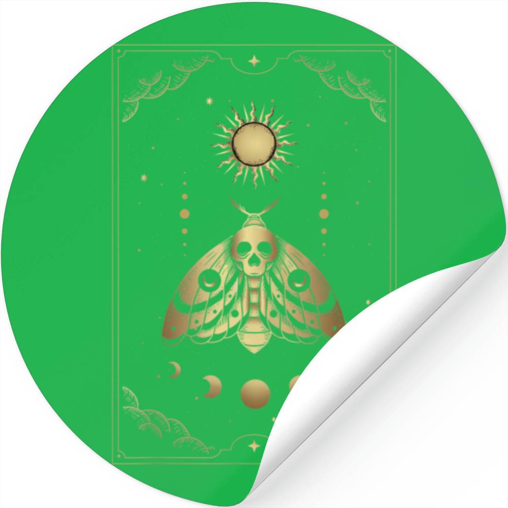 Death Moth And Ornament Of Moon And Sun Phases Tarot Card Sticker ...