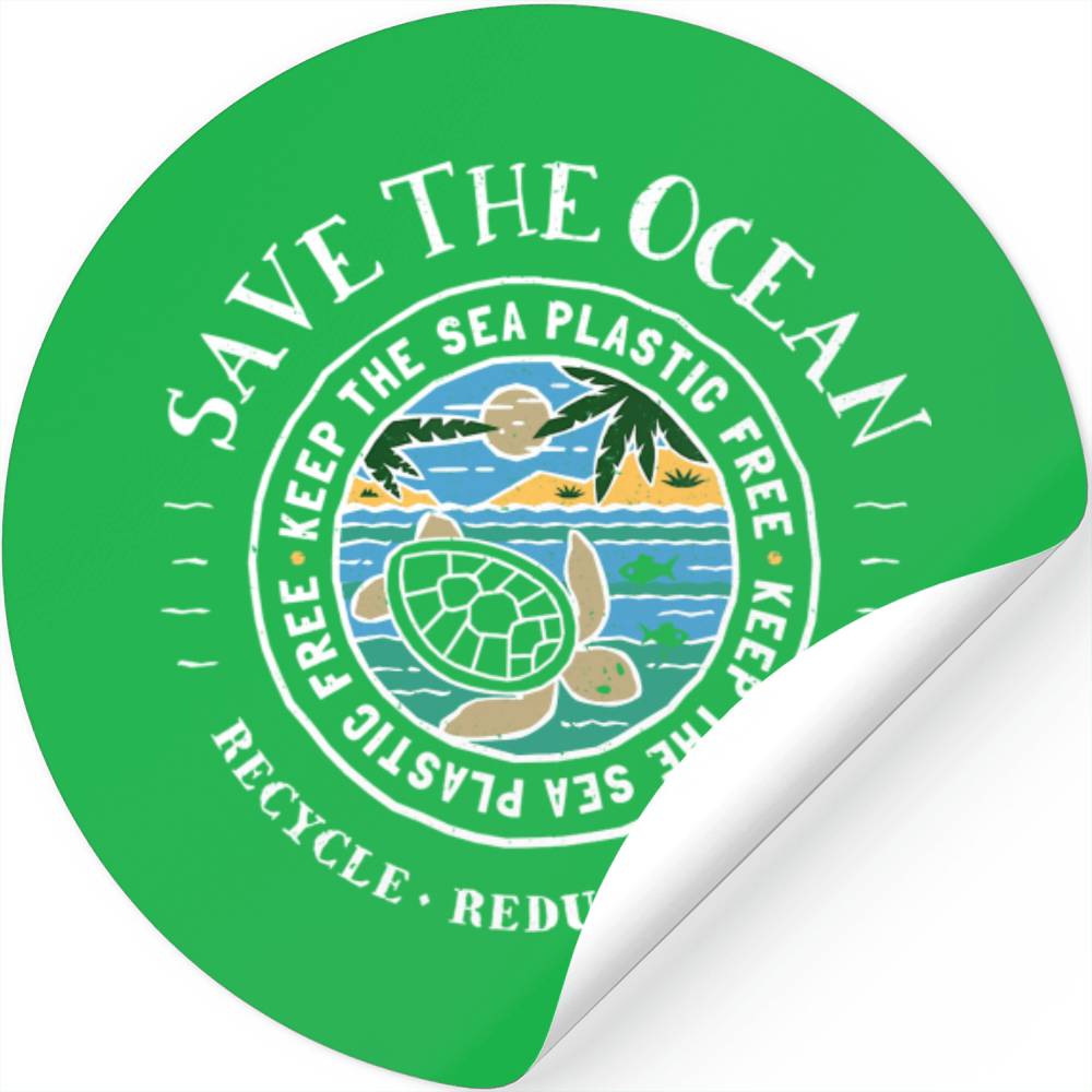 Save The Ocean Keep The Sea Plastic Free Turtle Sticker Designed & Sold ...