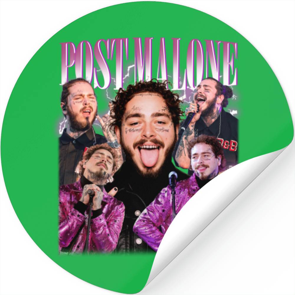 Post Malone 90s Vintage Rap Fan Gift Stickers, Post Malone Stickers ...