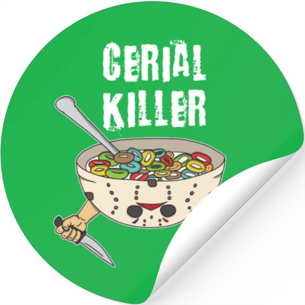 Funny Cereal Killer Stickers Cereal Box Milk With Su Designed & Sold By ...