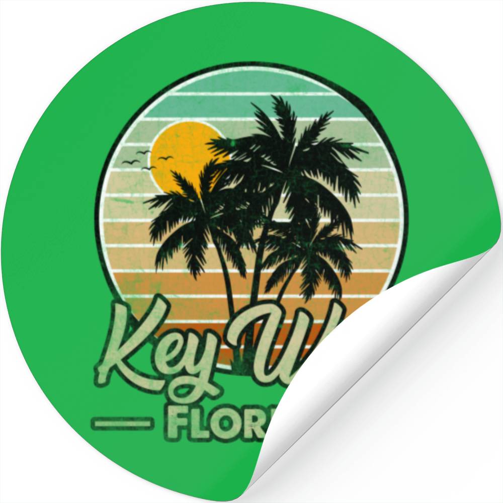 Key West Florida Keys Retro 70s Beach Vacation Stickers Designed & Sold ...