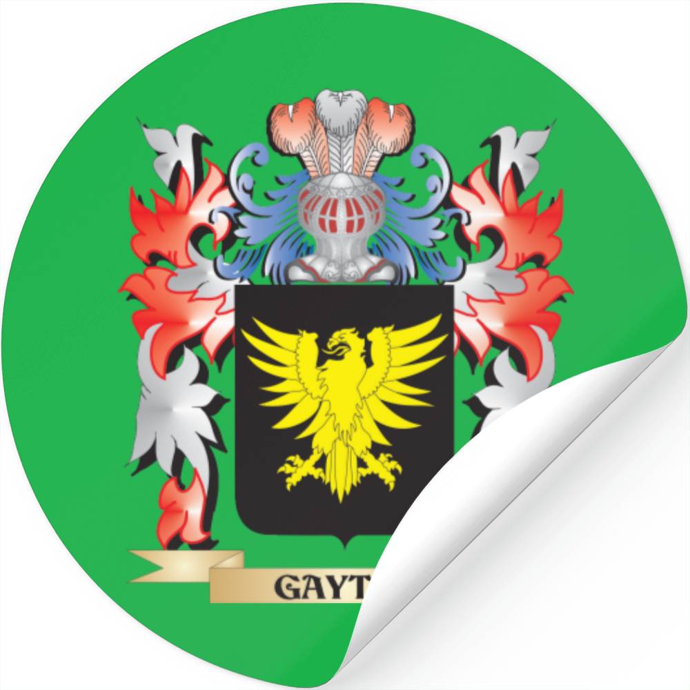 Gaytan Coat Of Arms - Family Crest Stickers Designed & Sold By Emily Pappas