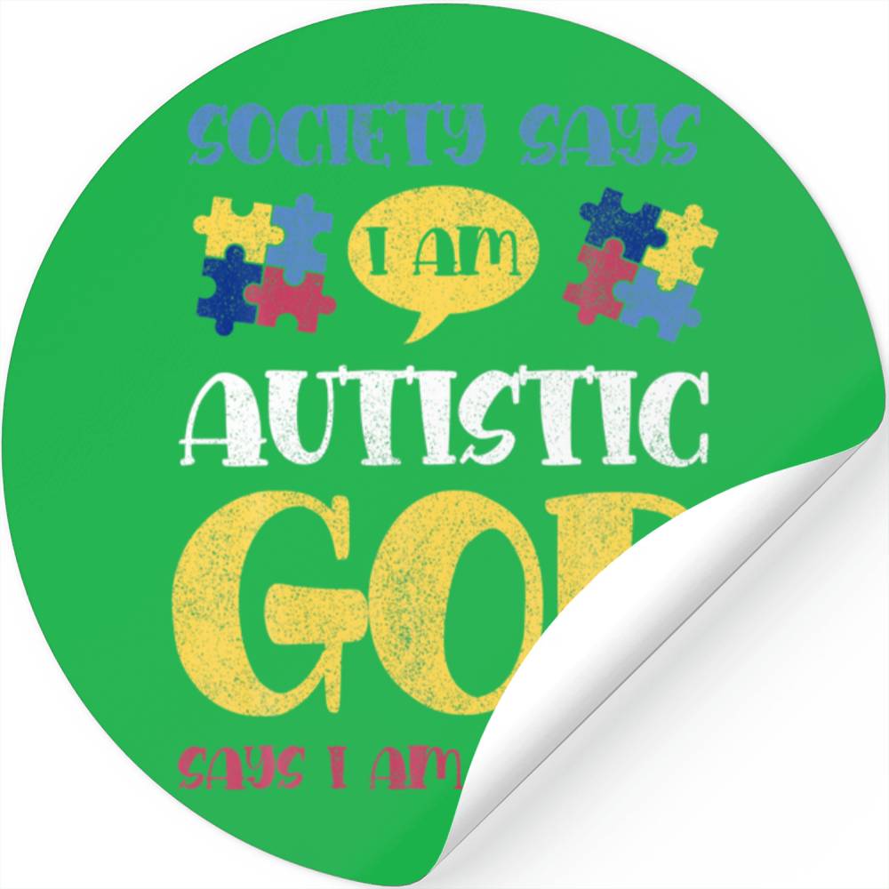Puzzle Piece Society Says I Am Autistic Autism Awa Stickers Designed ...