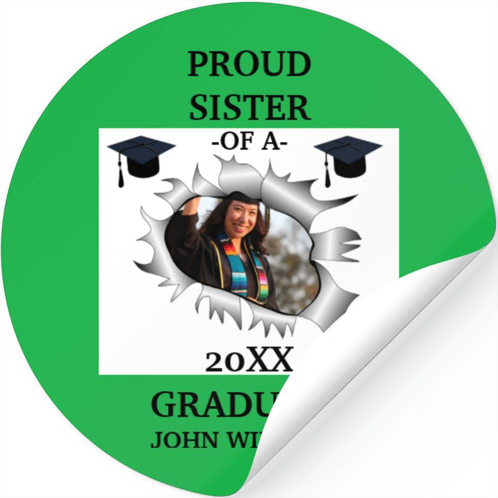 Custom Hole Graduation Photo Name Template Stickers Designed & Sold By ...