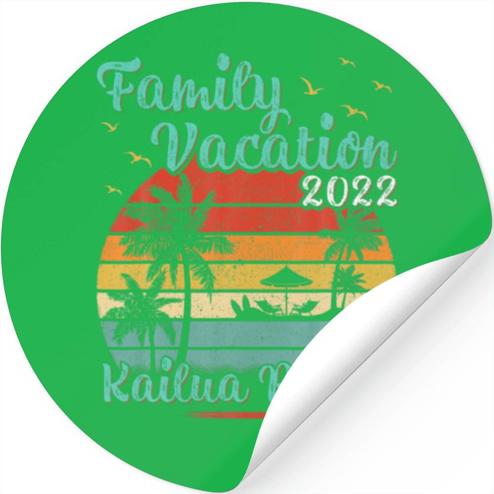Vintage Family Vacation 2022 Hawaii Kailua Beach Stickers Designed ...