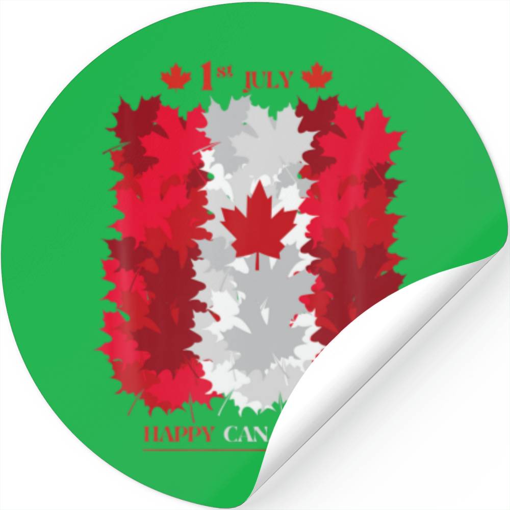 Happy Canada Day Vintage Symbol Canadian Flag Mapl Stickers Designed ...