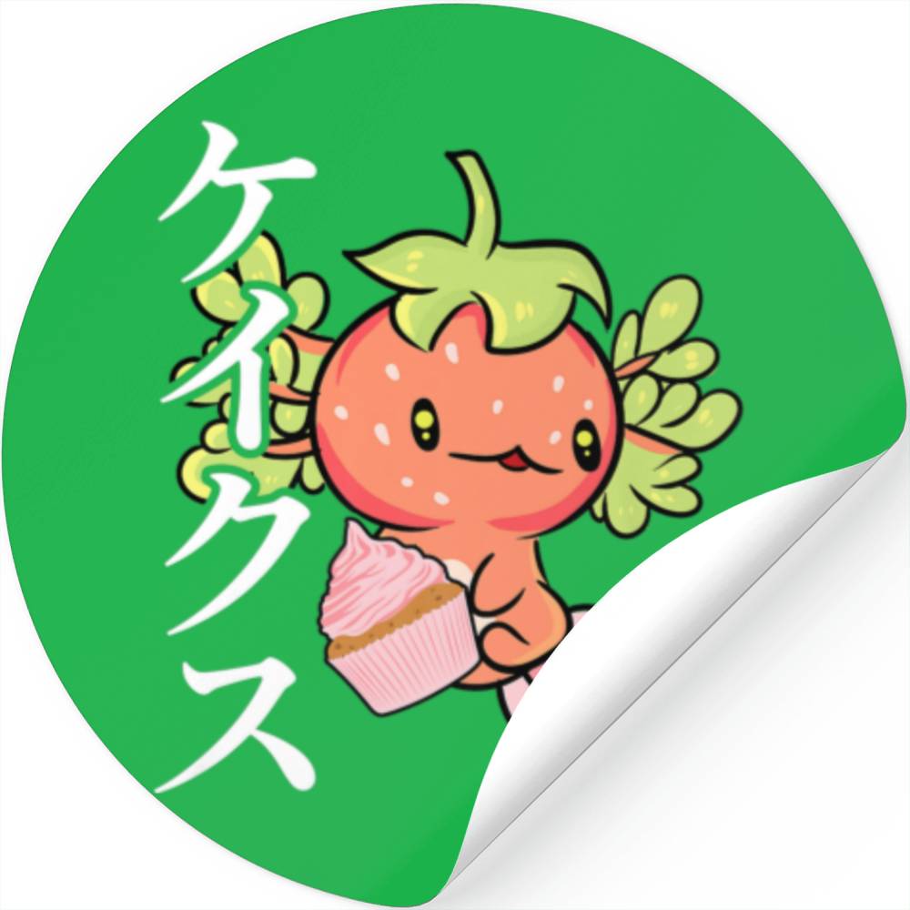 Cute Kawaii Anime Axolotl - Strawberry - Japanese Stickers Designed ...