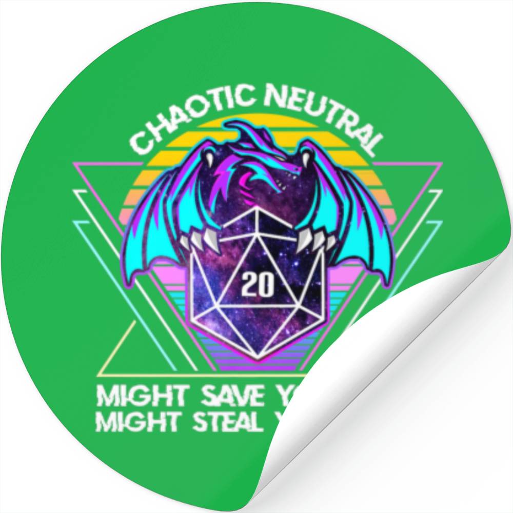 Funny Retro 80S Chaotic Neutral Alignment - Dragon Stickers Designed ...
