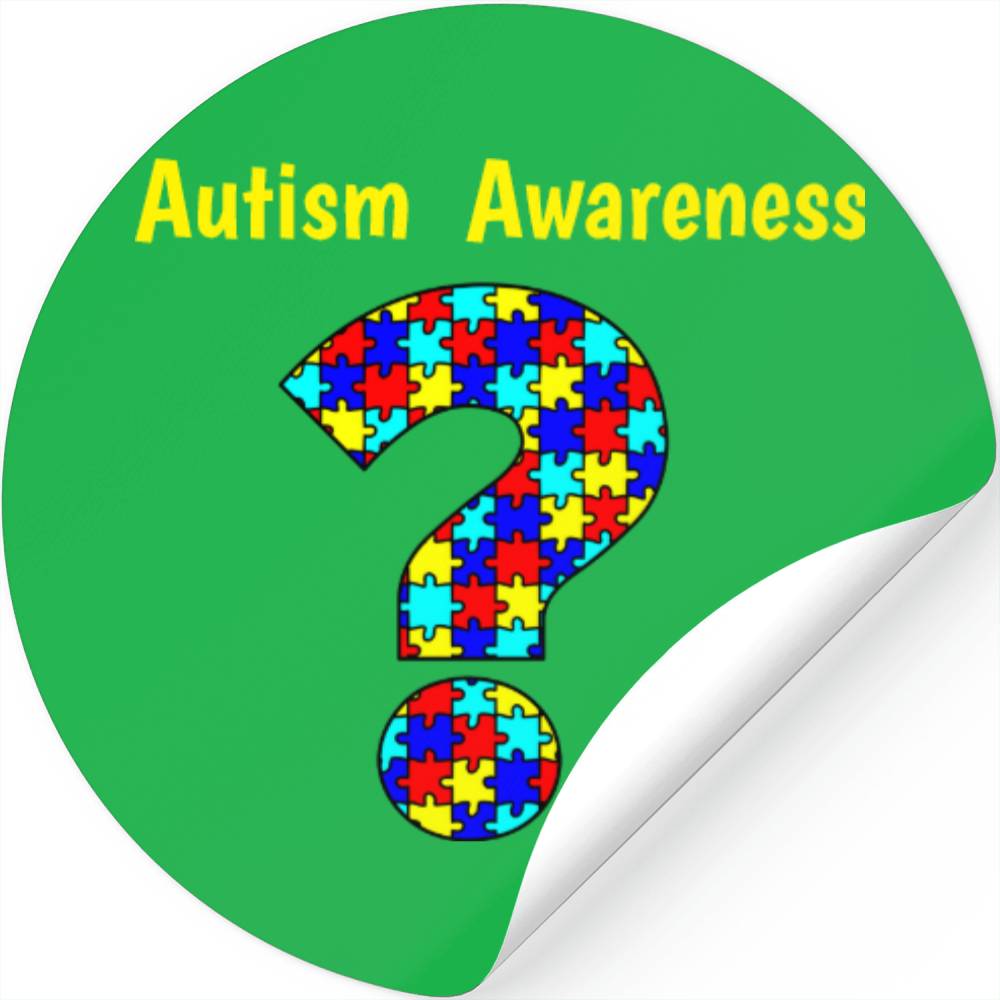 Red Autism Question Mark Stickers Designed & Sold By Oscar Merchant