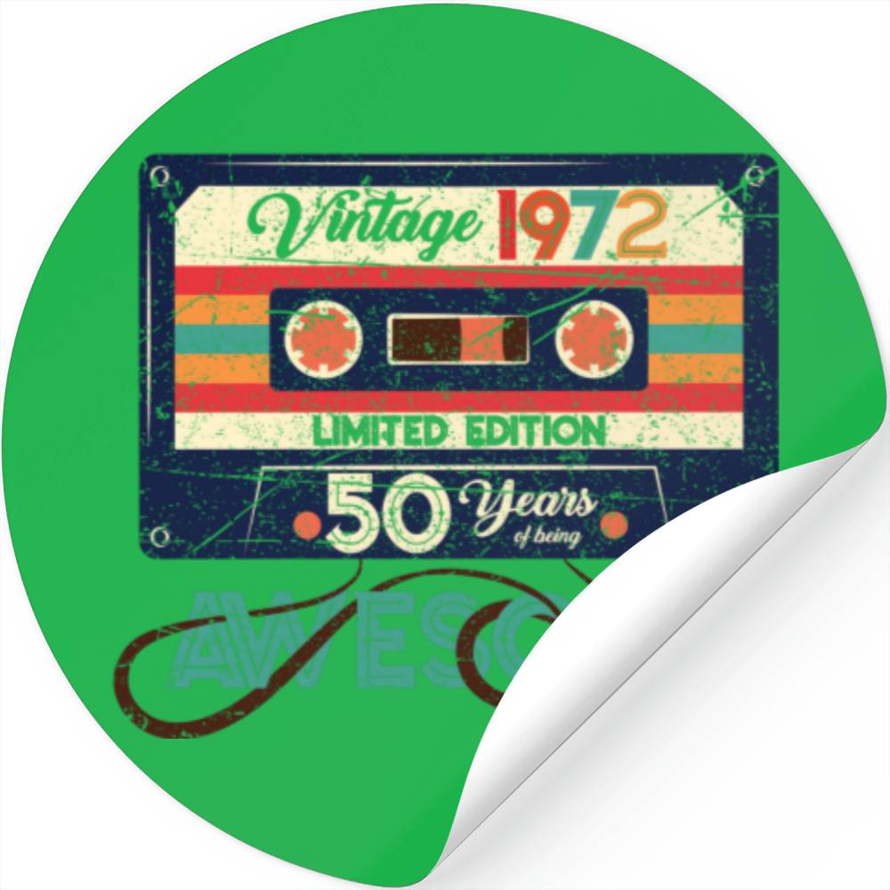 Vintage 1972 Made In 1972 50th Birthday 50 Years Stickers Designed ...