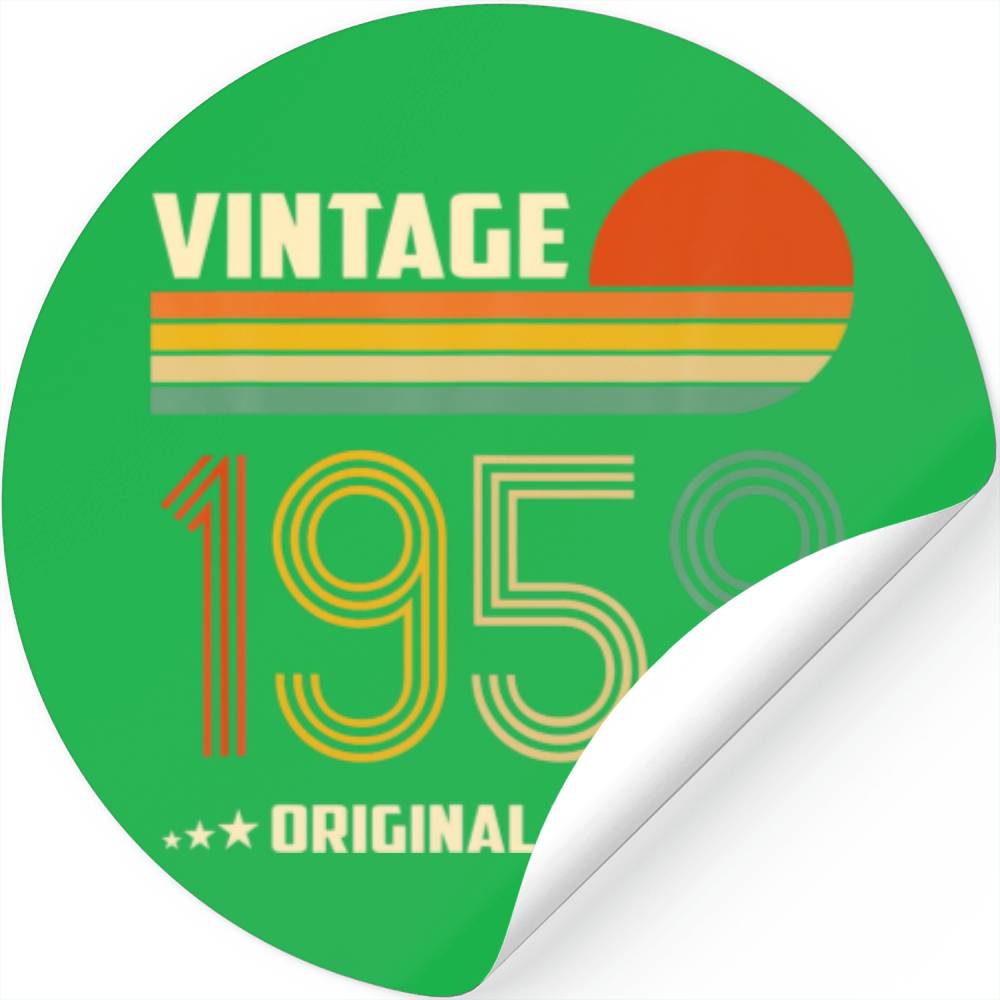 Funny Birthday Born In 1959 Original Parts Vintage Stickers Designed ...
