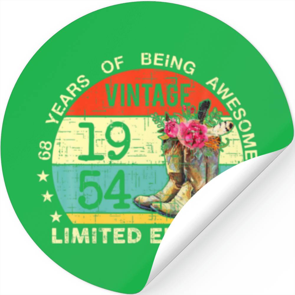 Vintage 1954 Limited Edition 68Th Birthday Boho Co Stickers Designed ...