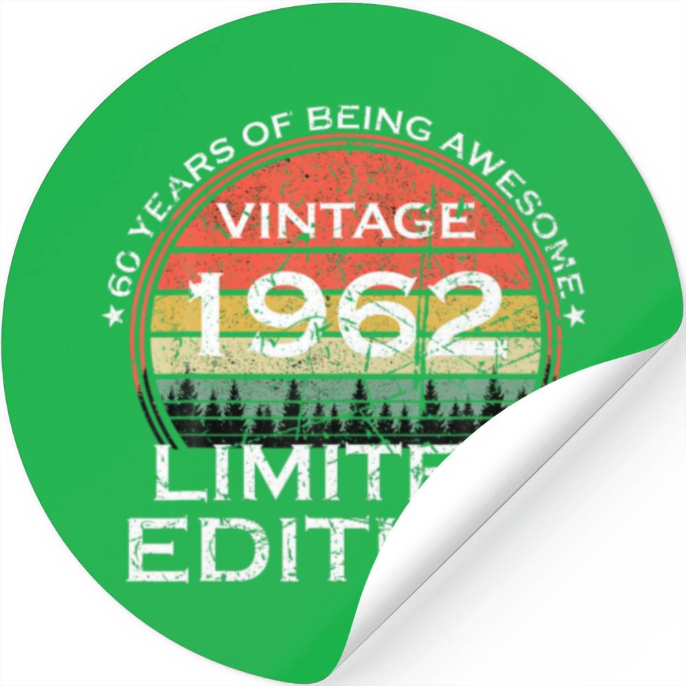 60 Year Old Vintage 1962 Limited Edition 60Th Birt Stickers Designed ...