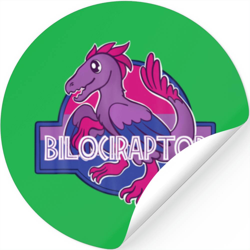Pride Month Bilociraptor Bisexual Flag Bi Stickers Designed & Sold By Funke