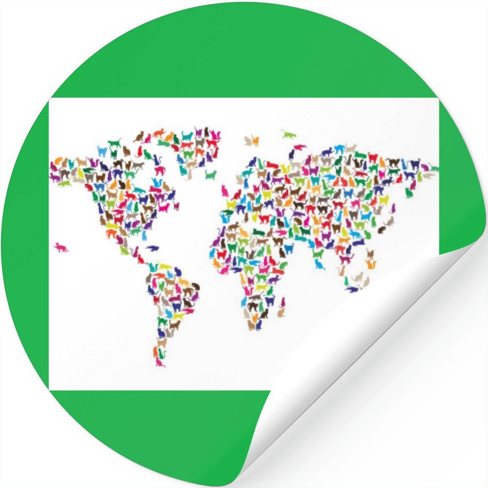 Cats Map Of The World Map Stickers Designed & Sold By Igor Globa