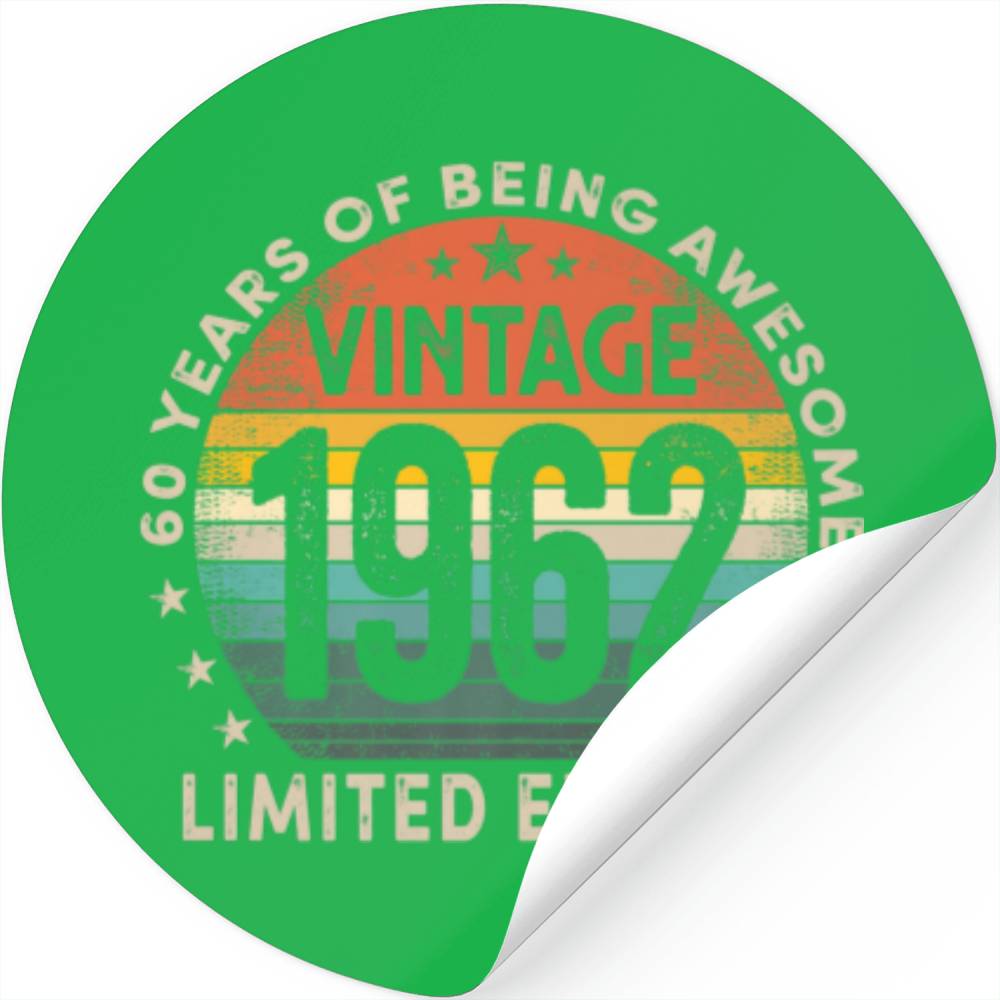 60 Year Old Vintage 1962 Limited Edition 60Th Birt Stickers Designed ...