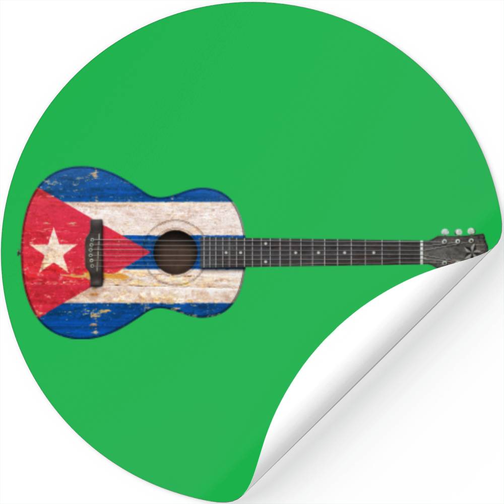 Aged And Worn Cuban Flag Acoustic Guitar Stickers Designed & Sold By ...