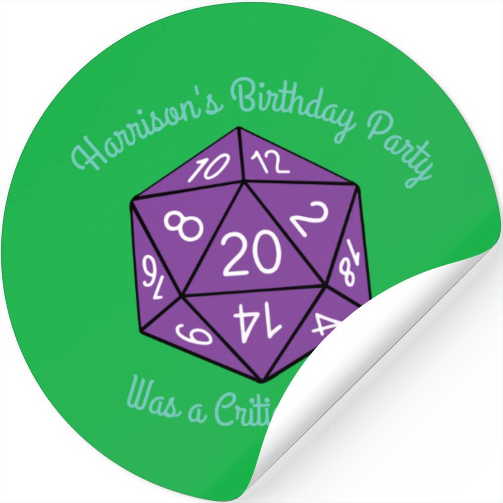 20 Sided Dice DND Games Kids Birthday Party Stickers Designed & Sold By ...