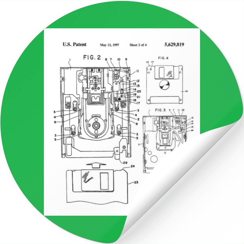 Floppy Disk Patent Stickers Designed & Sold By Dipankar Ghosh