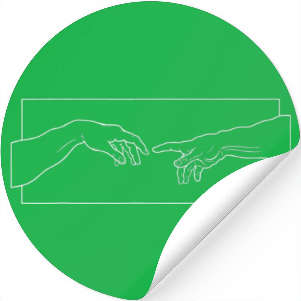 Creation Of Adam Hands Aesthetic Michelangelo Touc Stickers Designed ...