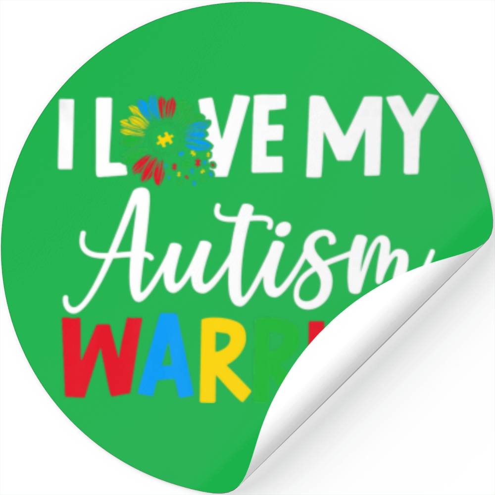 I Love My Autism Warrior ASD Autistic Autism Aware Stickers Designed ...
