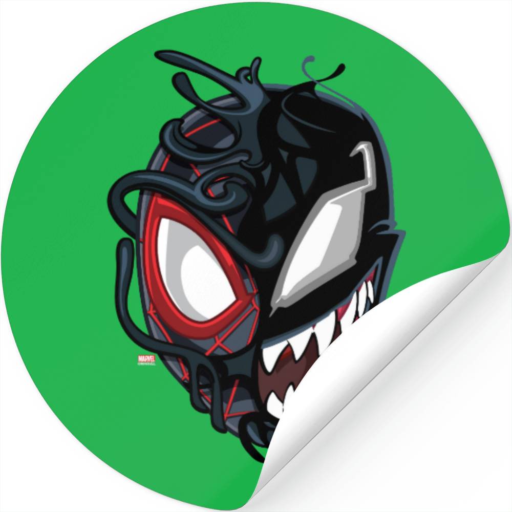 Dual Spider-Man Miles Morales & Venom Head Stickers Designed & Sold By ...