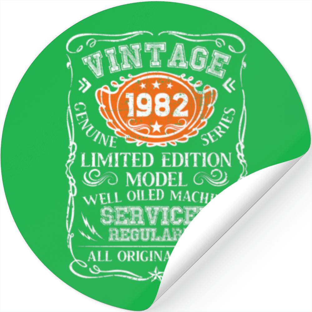 Vintage Made In 1982 40Th Bithday Gift 40 Years Ol Stickers Designed ...