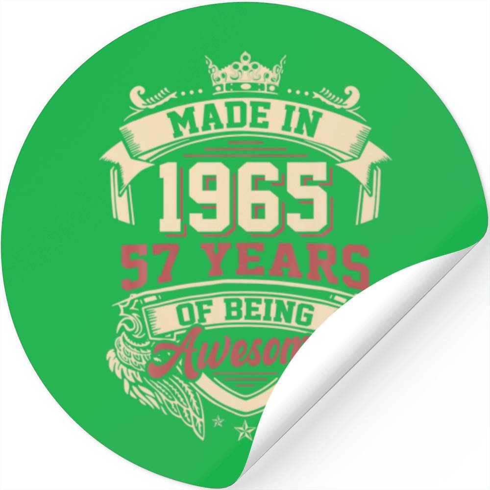 Made In 1965 Vintage 57Th Birthday 57 Years Of Bei Stickers Designed ...