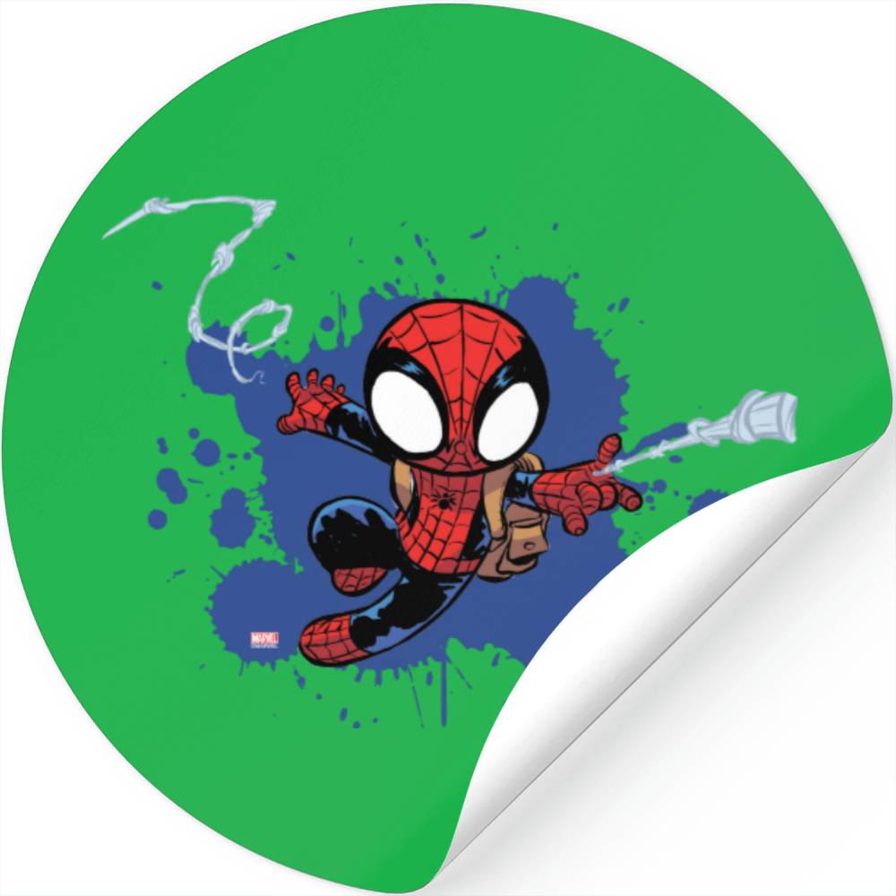 Spider-Man | Chibi Spider-Man Web-Swinging Stickers Designed & Sold By ...