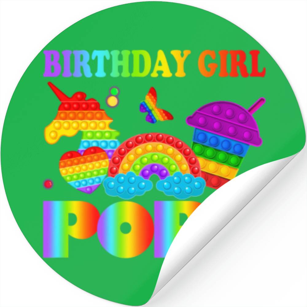 Birthday Girl Pop It Unicorn Girl Pop It Cute Birt Stickers Designed ...