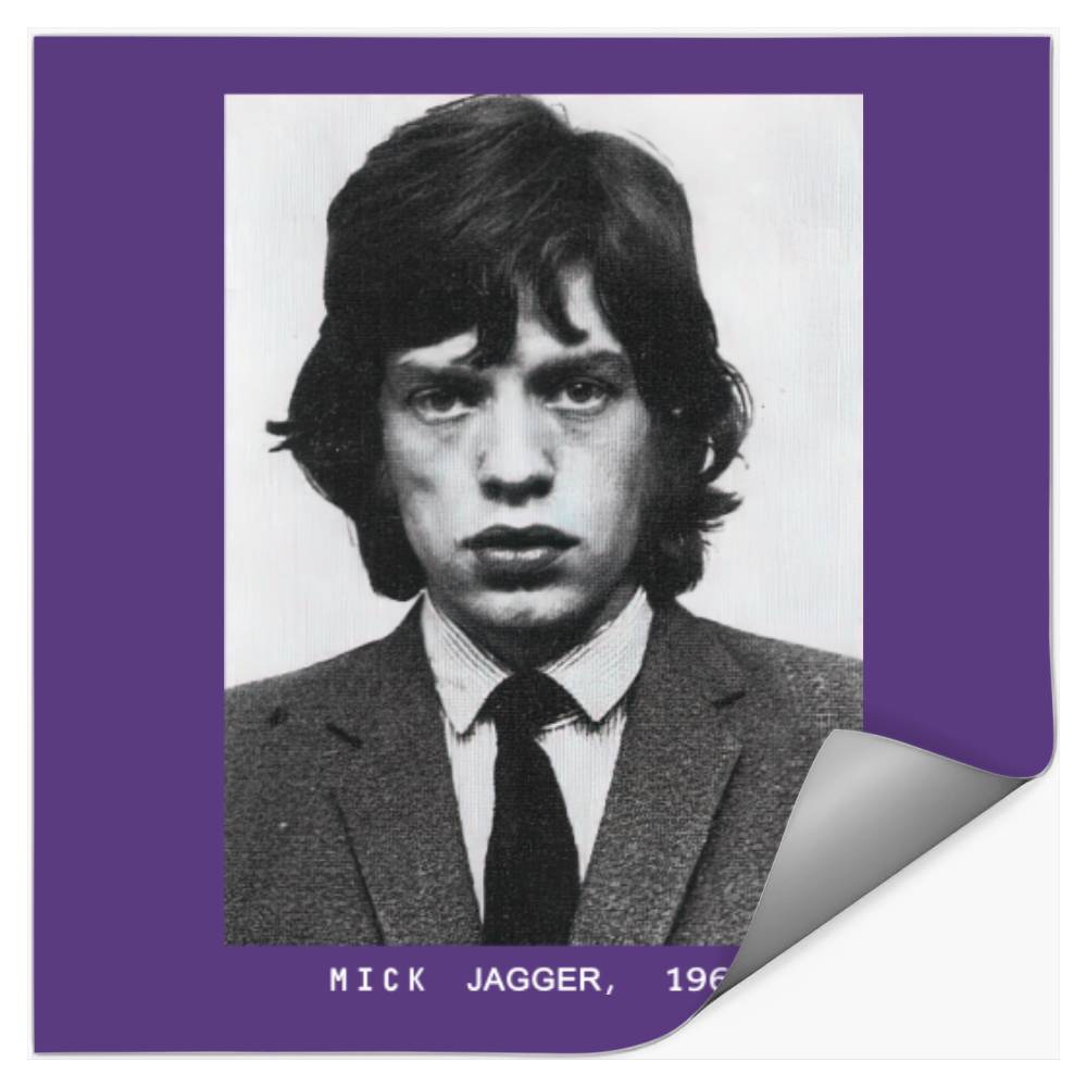 Mick Jagger, 1967 Mugshot Stickers Designed & Sold By Balding Wilie