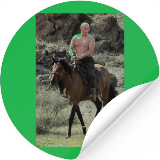 Shirtless Putin Rides A Horse Stickers Designed & Sold By CarolinWilson