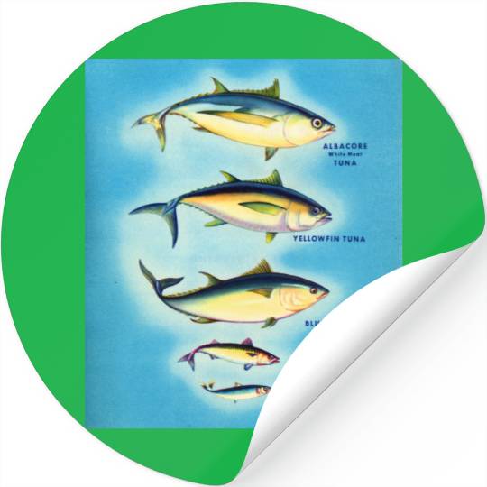 Vintage Tuna Fish Species Chart Stickers Designed & Sold By Anurag Mishra