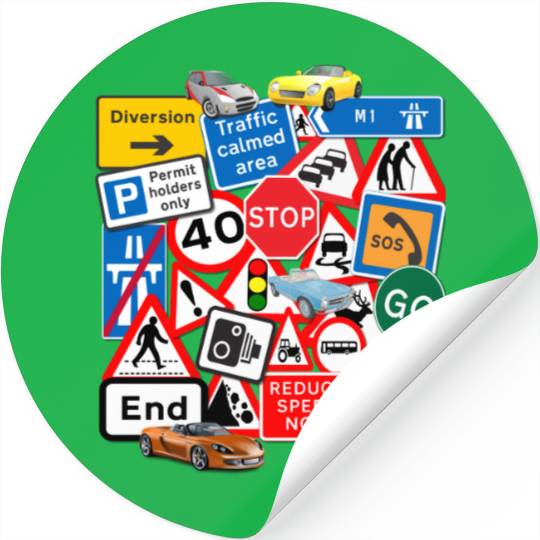 Road Signs And Motorcars Stickers Designed & Sold By Brett Johnson