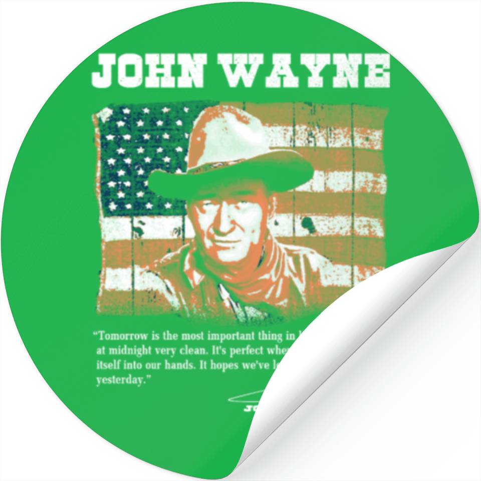 John Wayne - Awesome John Wayne American Flag Te Stickers Designed ...