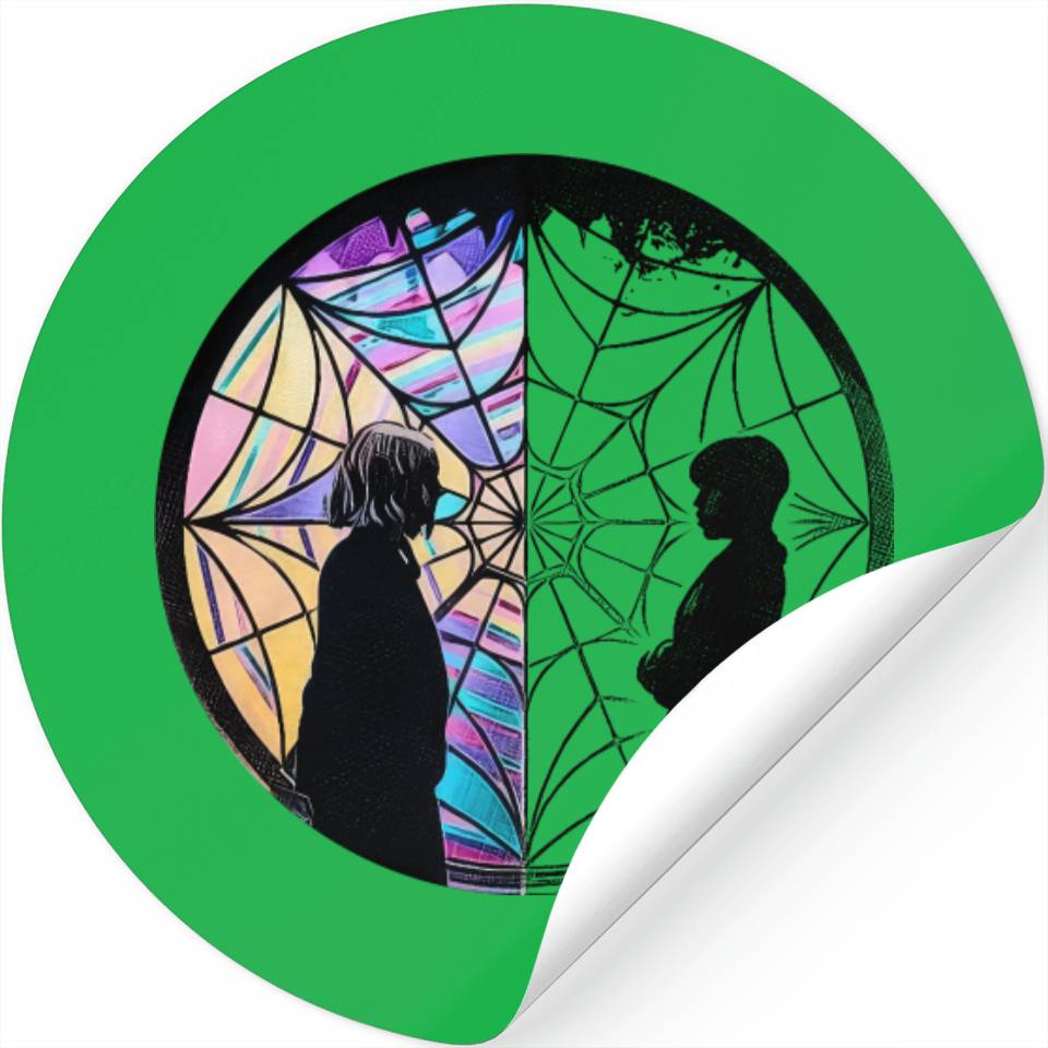 Wednesday And Enid Stained Glass Window Gildan Stickers Designed & Sold ...