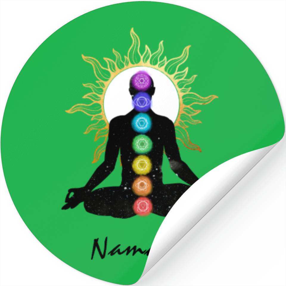 Namaste Universe Sun Man Meditate Lotus Pose T- Stickers Designed ...