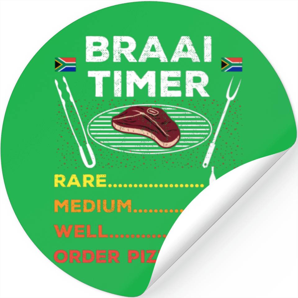Braai Timer Order Pizza African BBQ Funny Stickers Designed & Sold By ...