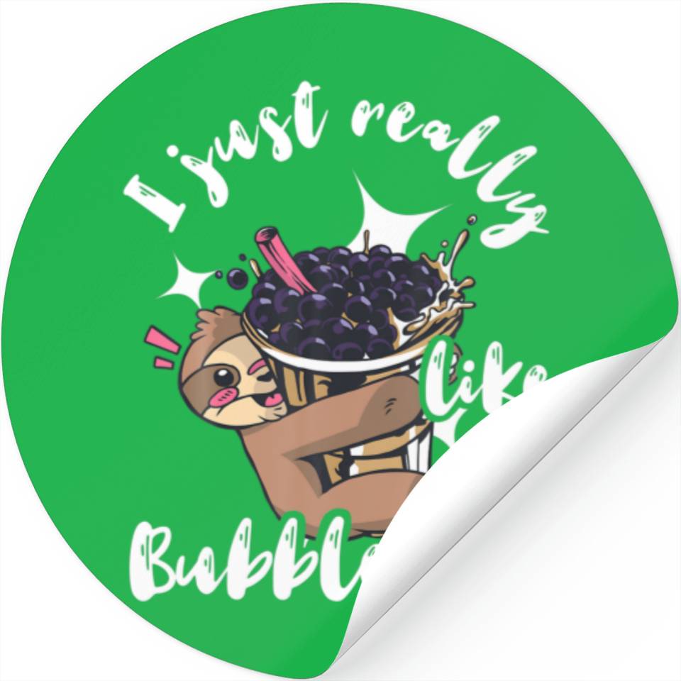Bubble Tea Sweet Sloth Tapioca Pearl Boba Tea Drin Stickers Designed ...