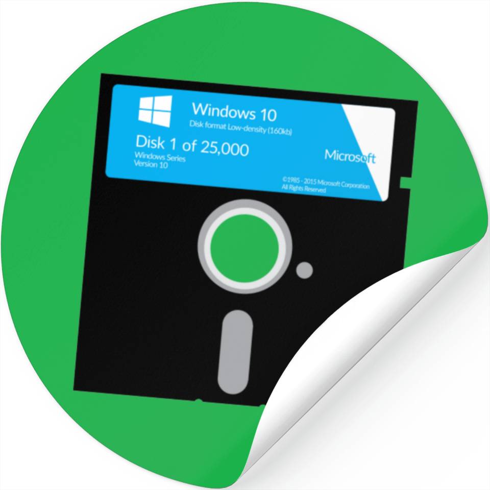 WINDOWS 10 FLOPPY DISK INSTALL Stickers Designed & Sold By BilFord