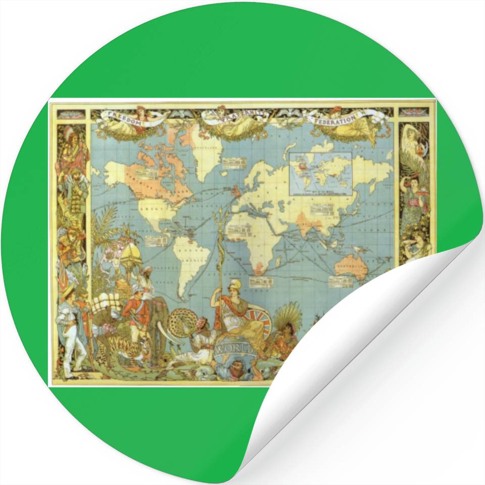 Antique World Map Of The British Empire, 1886 Stickers Designed & Sold ...