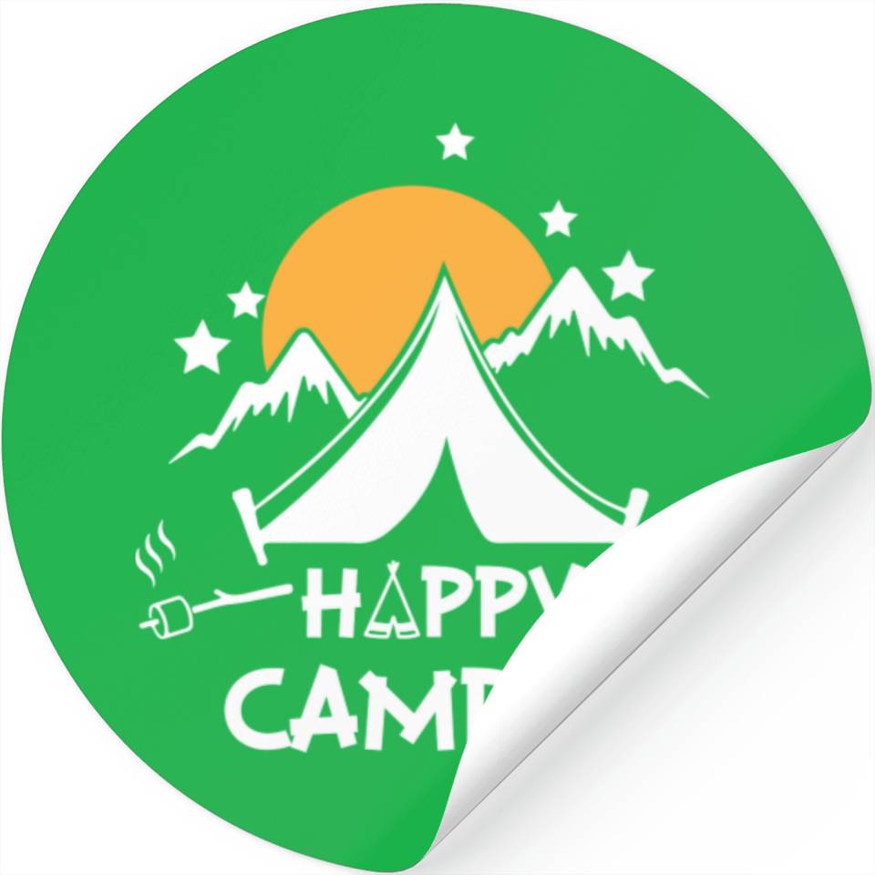 Happy Camper Cute Glamping Camp Stickers Designed & Sold By Rafat Ali