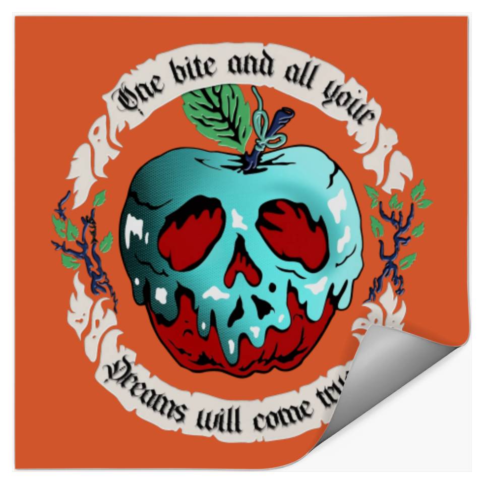 Poison Apple One Bite Snow White Stickers Designed & Sold By ...