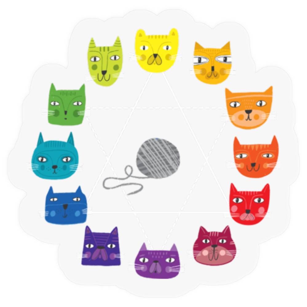 Cat Themed Artist Color Wheel - Artist Color Chart - Stickers
