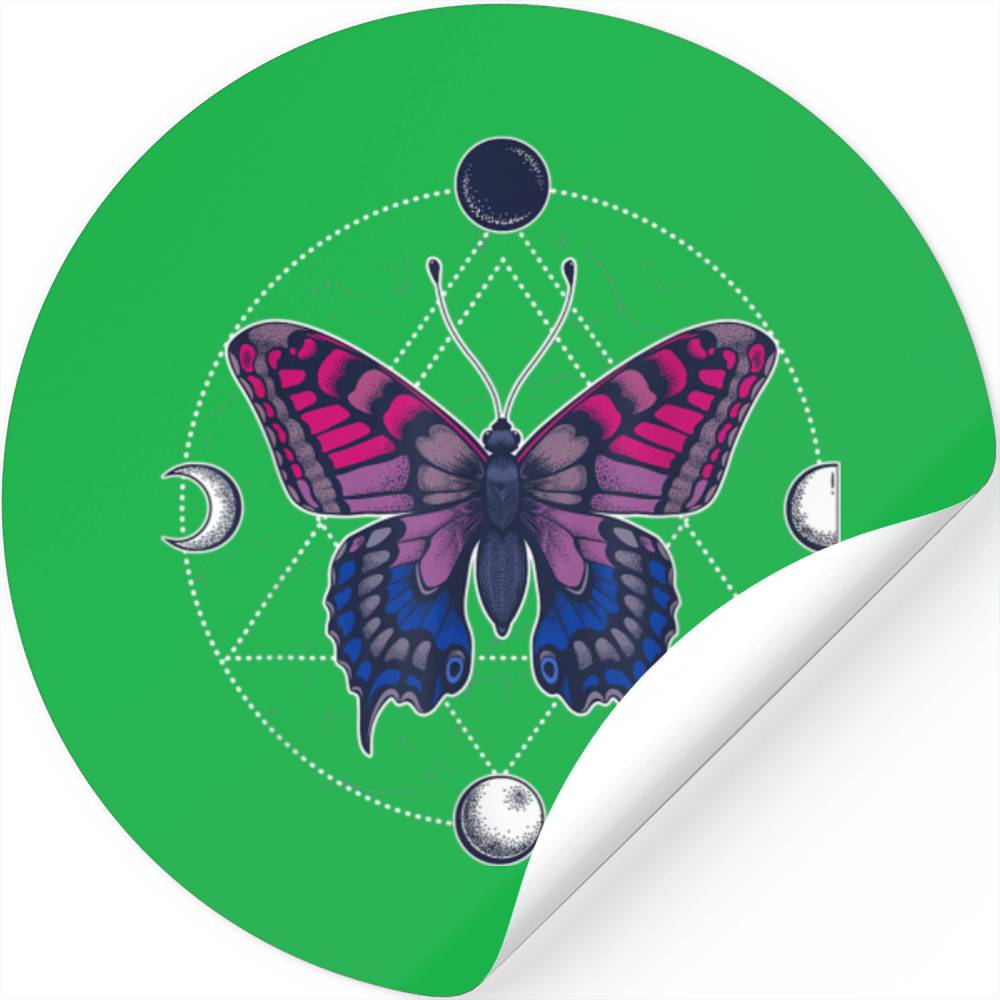 Bisexual Butterfly Bi Pride Flag LGBT Moon Subtle Gay Stickers