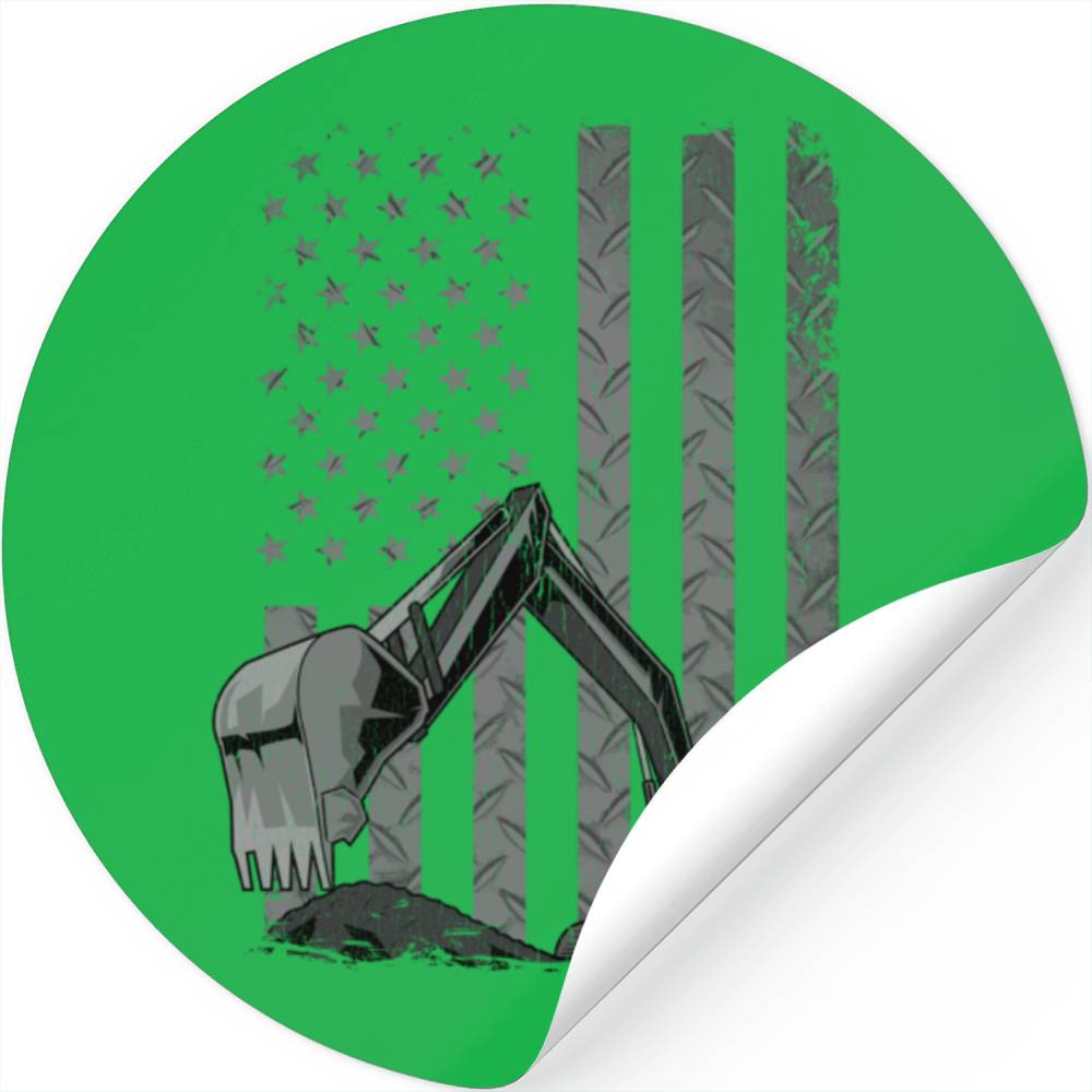 Patriotic Construction Worker Excavator Operator Digger Sticker