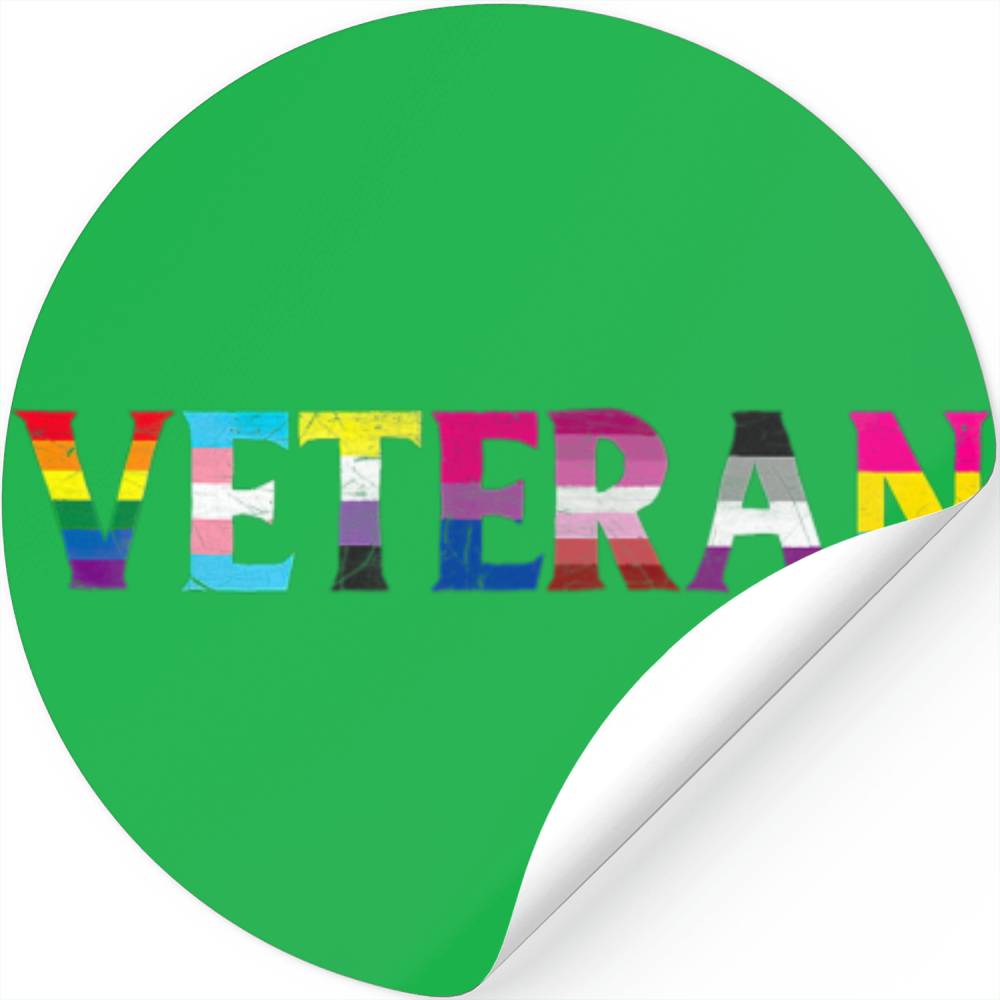 LGBTQ Veteran Rainbow Gay Pride Transgender Trans Stickers