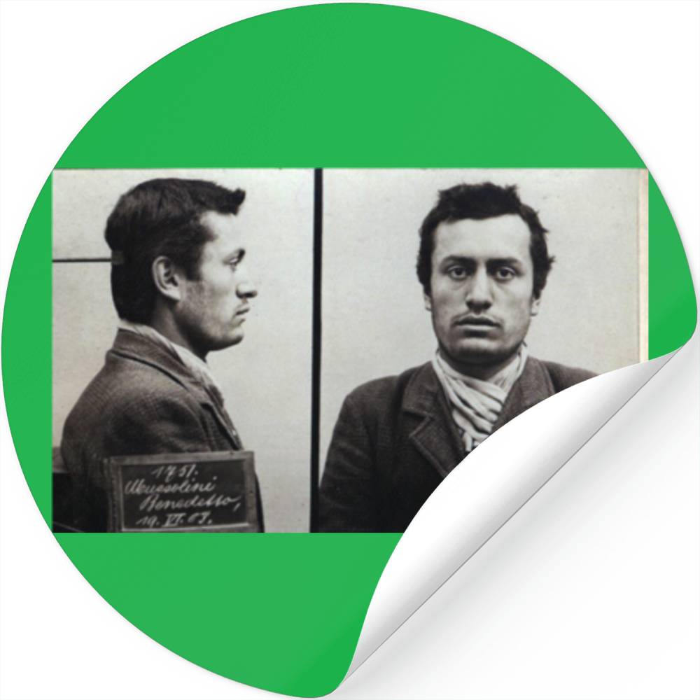 Benitto Mussolini Mugshot 1903 Stickers