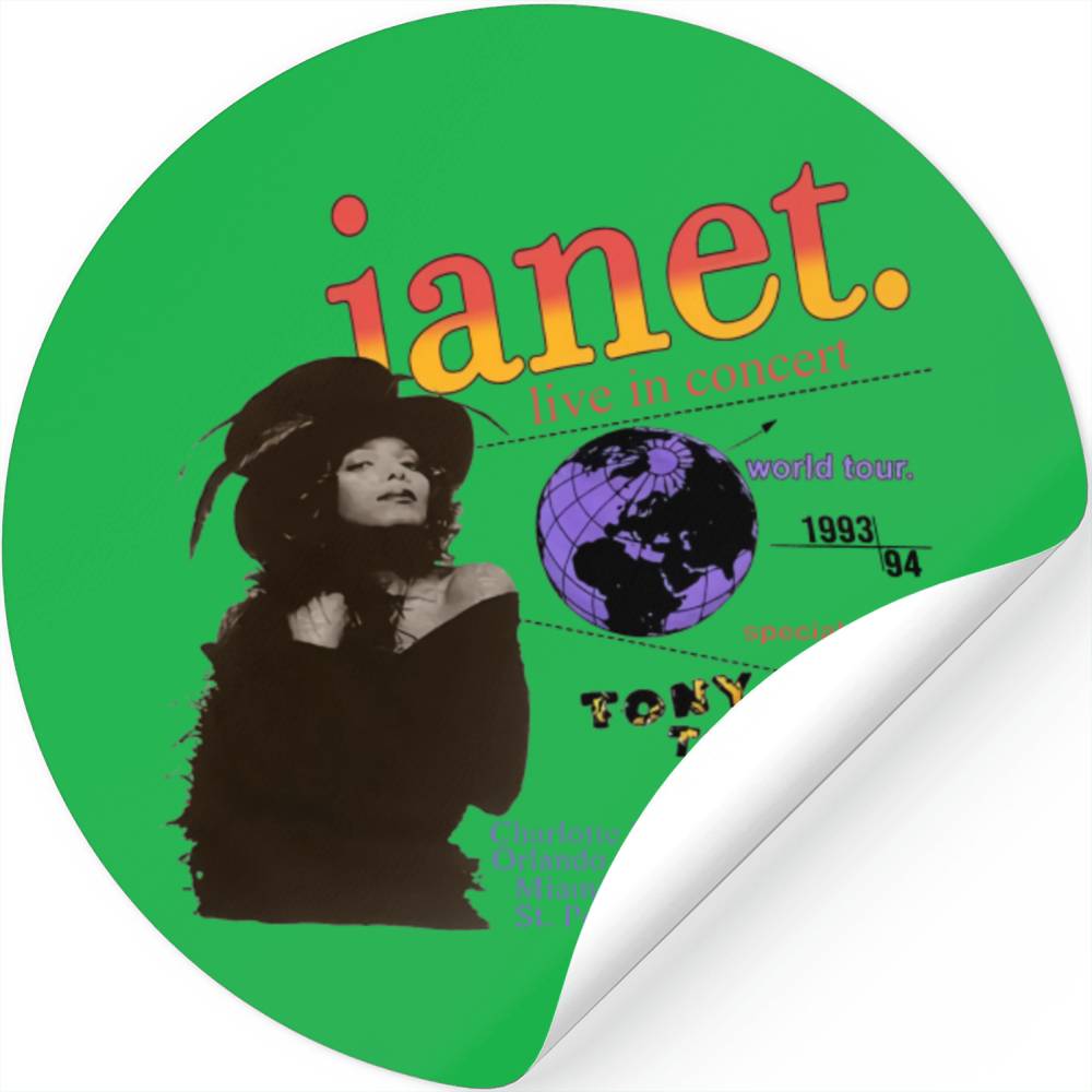 Vintage 1993-1994 Janet Jackson Live In Concert World Tour Stickers